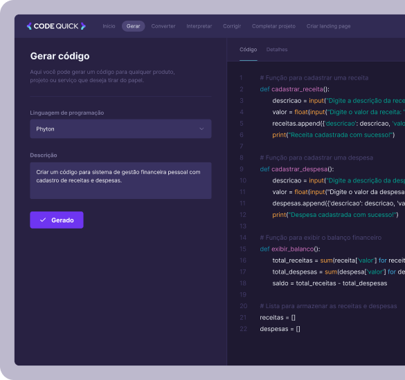 Code Quick: Assistente de código para programadores